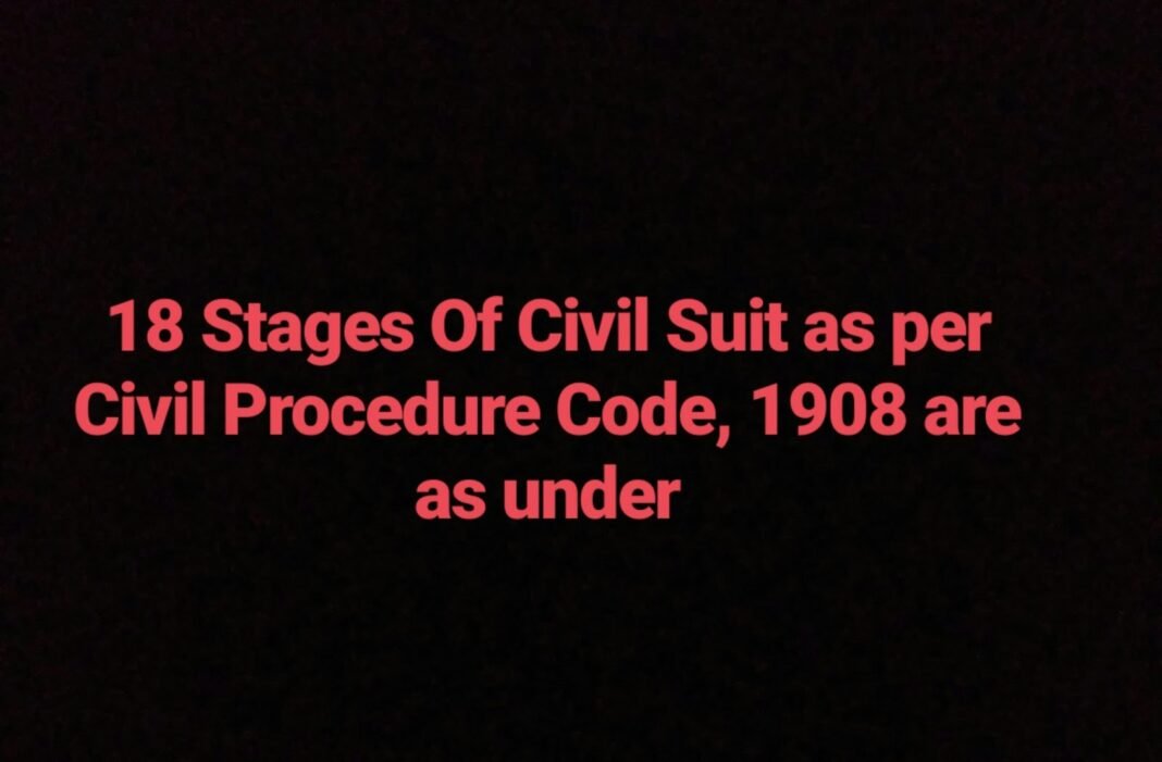 Stages Of Civil Suit/Trial as per Civil Procedure Code, 1908